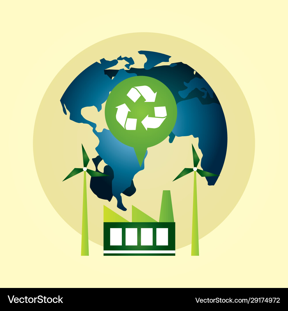 Eco friendly poster with earth planet and recycle Vector Image