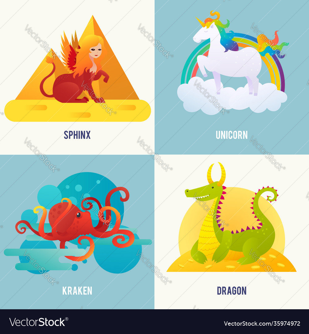 Fantasy creatures concept Royalty Free Vector Image
