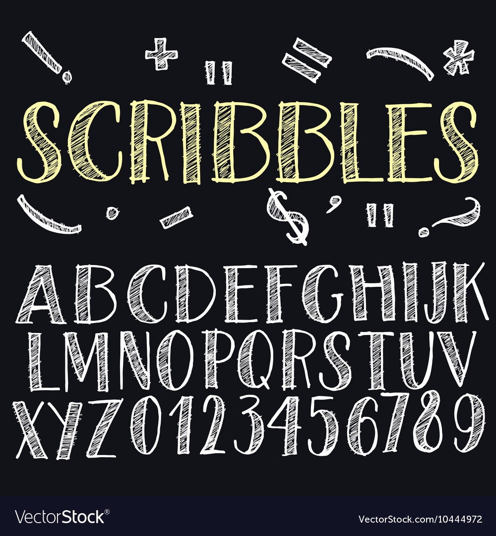 Funny scribbles alphabet Royalty Free Vector Image