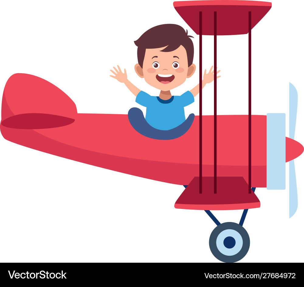 Happy man flying an airplane icon Royalty Free Vector Image