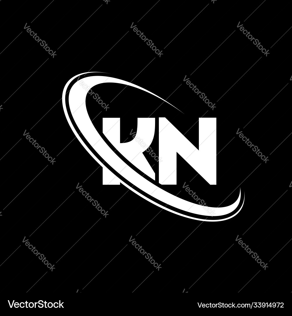 Kn logo k n design white letter knk Royalty Free Vector