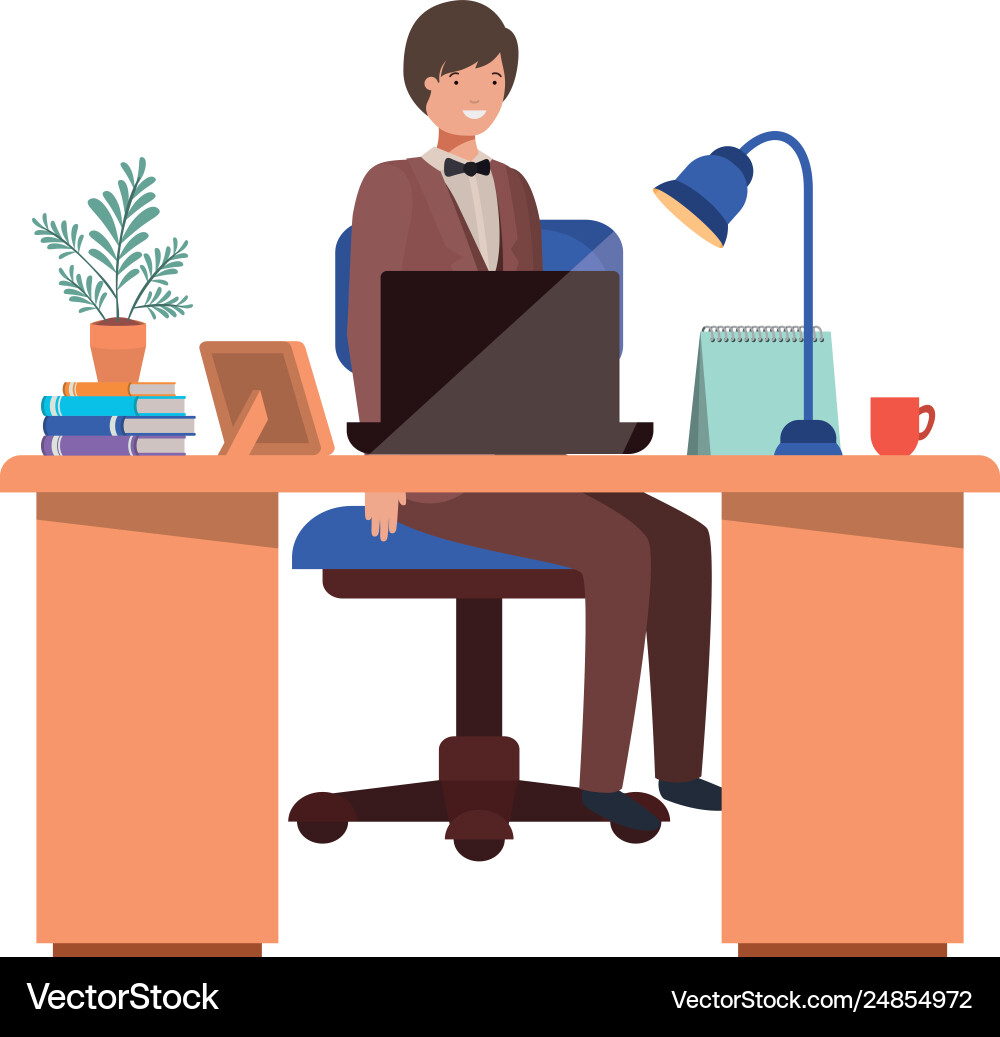 Man working in office avatar character Royalty Free Vector