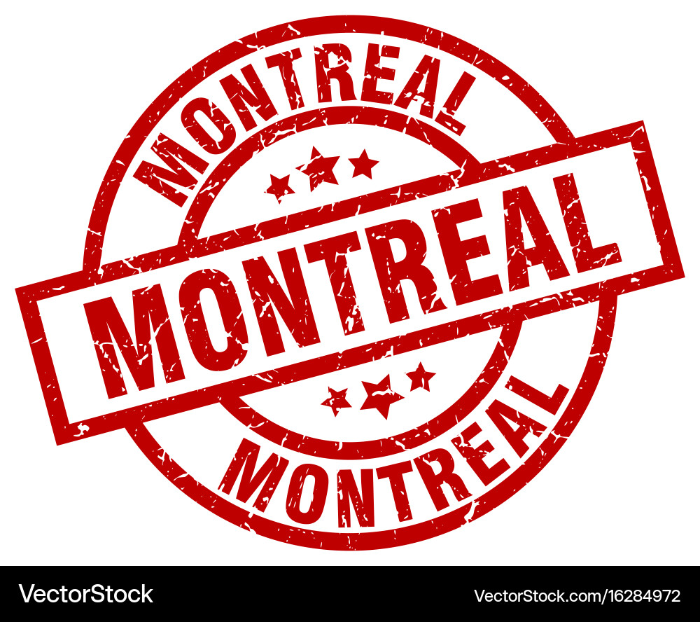 Montreal red round grunge stamp Royalty Free Vector Image