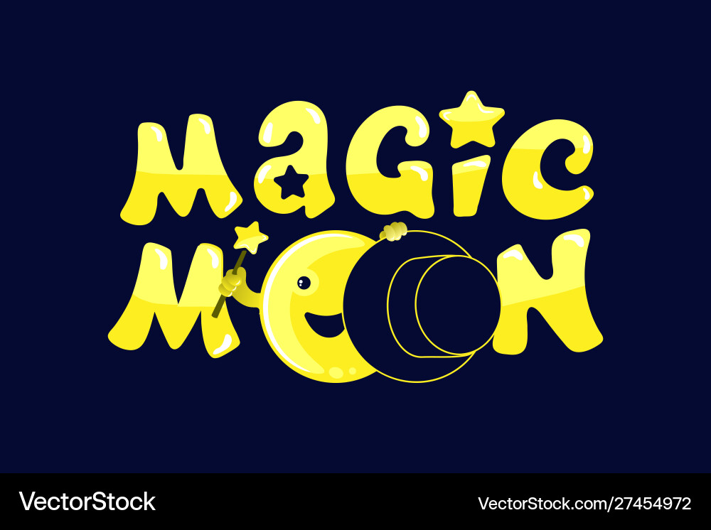 Moon phases kawaii and magic show with magic Vector Image
