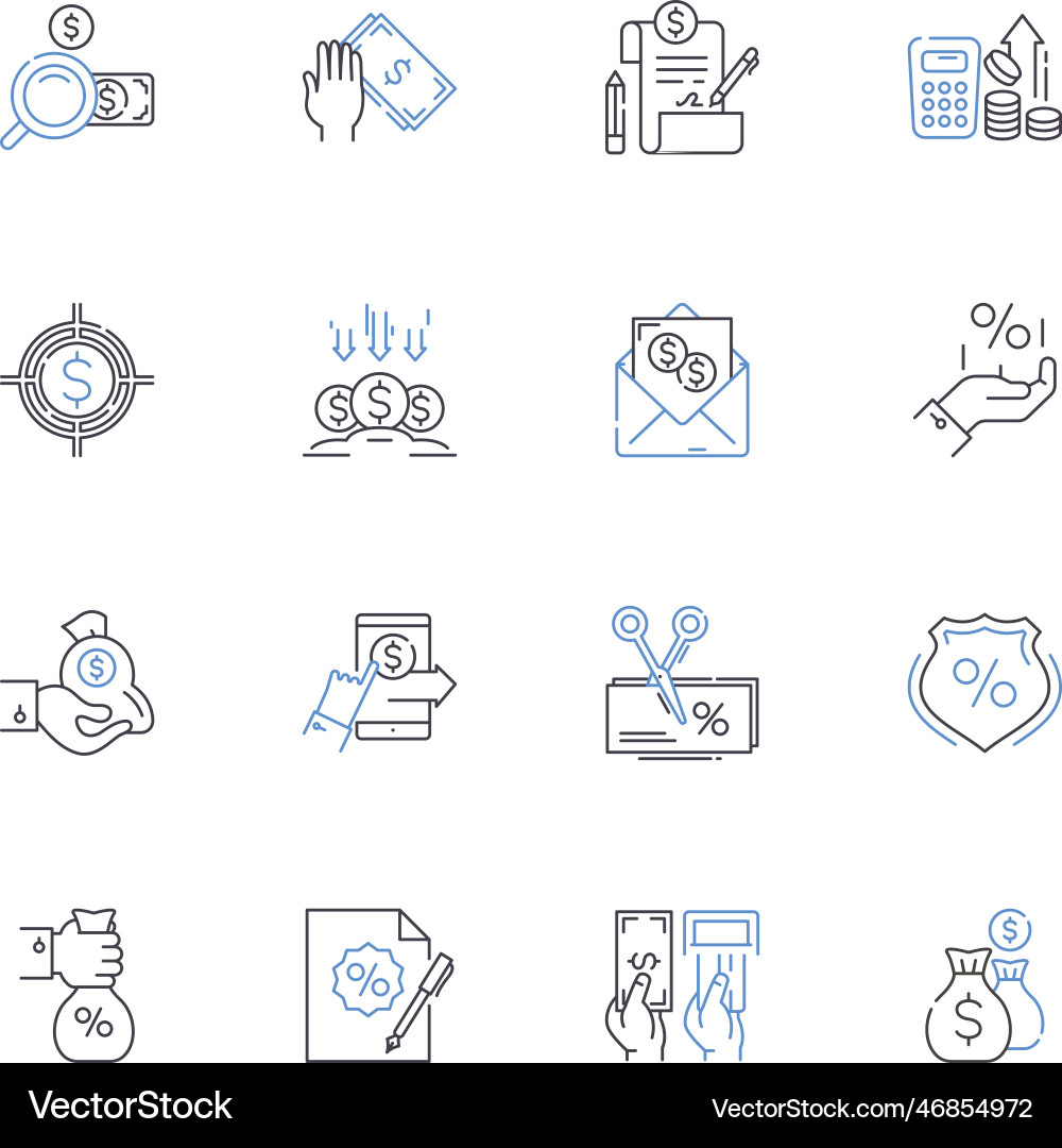 Mtization approach line icons collection revenue Vector Image