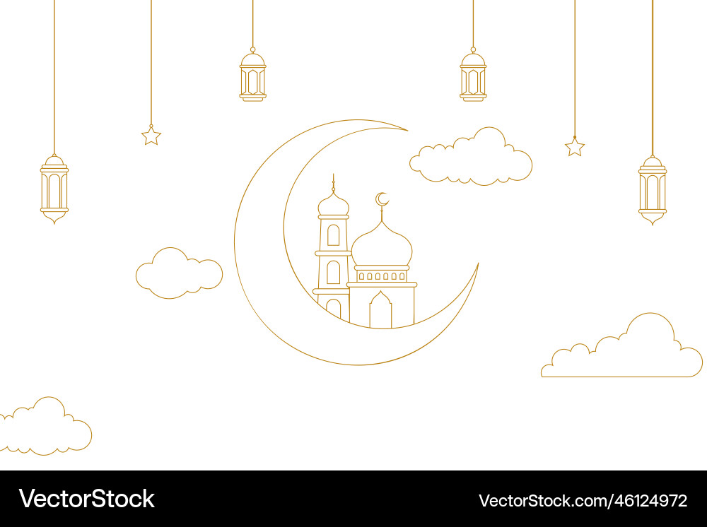Outline islamic background design template Vector Image