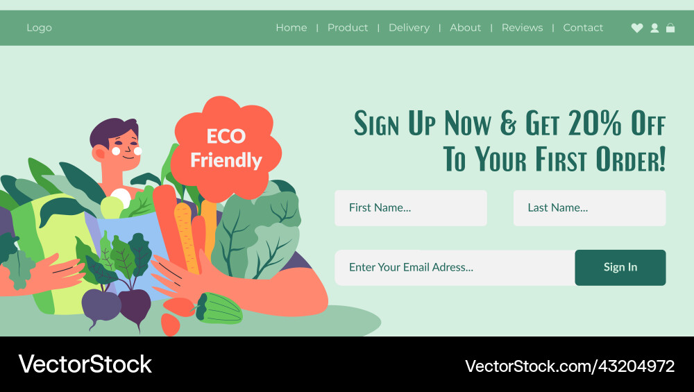 Sign up now and get discount to first order web Vector Image