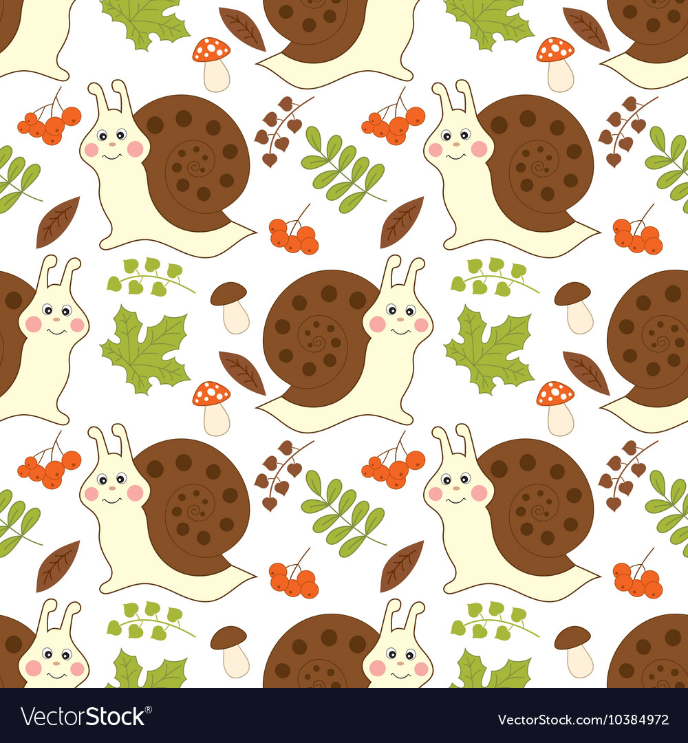 Snail seamless pattern Royalty Free Vector Image