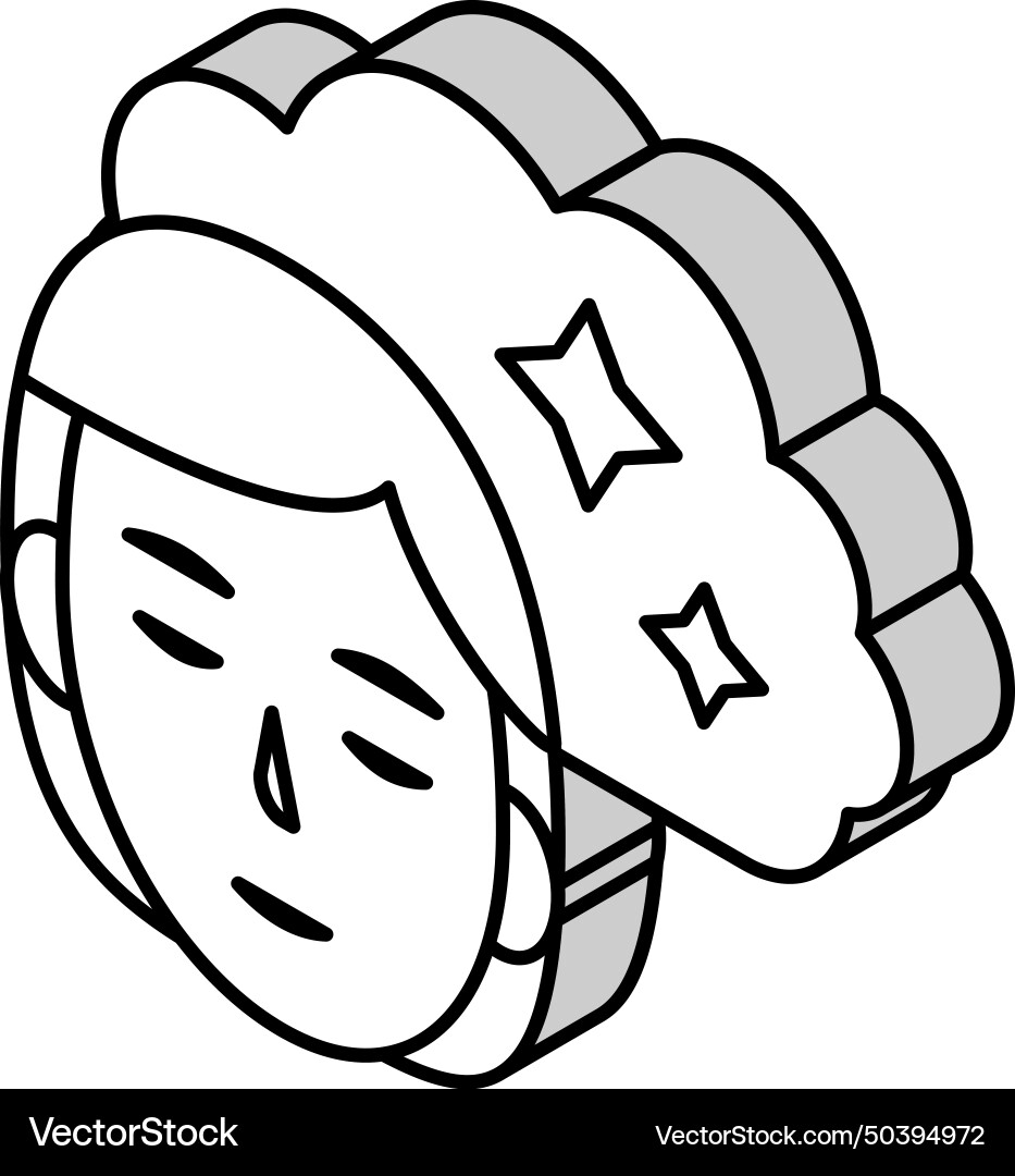 Woman nostalgia isometric icon Royalty Free Vector Image