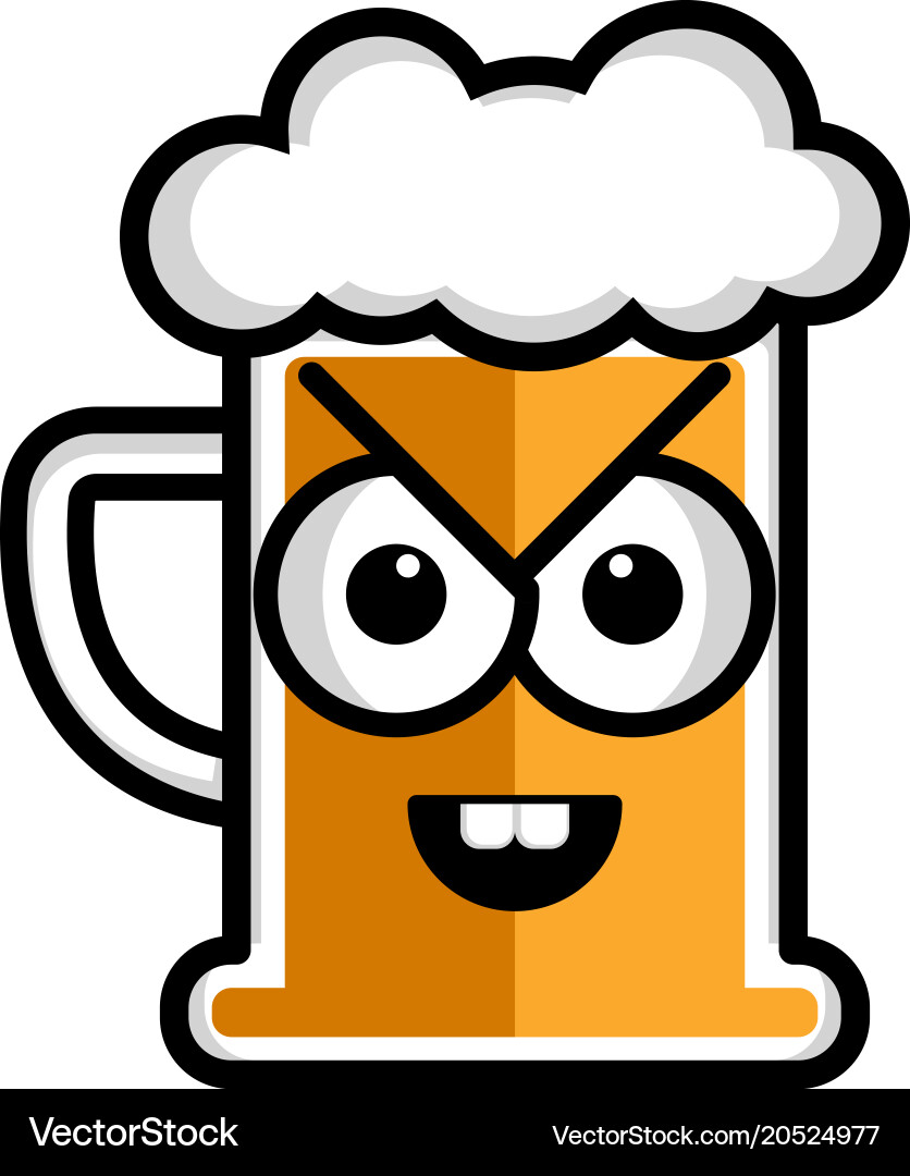 Angry beer cartoon character Royalty Free Vector Image