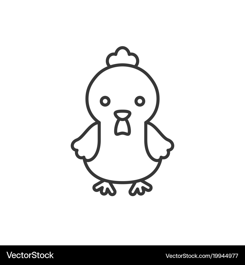 Cute cartoon rooster hen line icon Royalty Free Vector Image