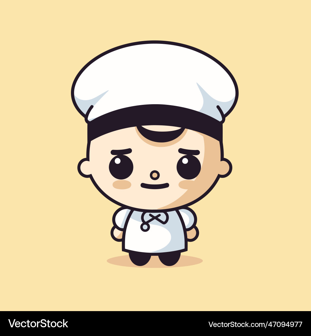 Cute kawaii chef chibi mascot cartoon style Vector Image