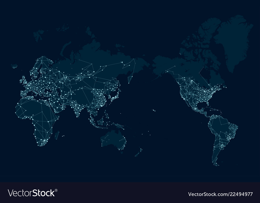 Futuristic Global Network Map Royalty Free Vector Image