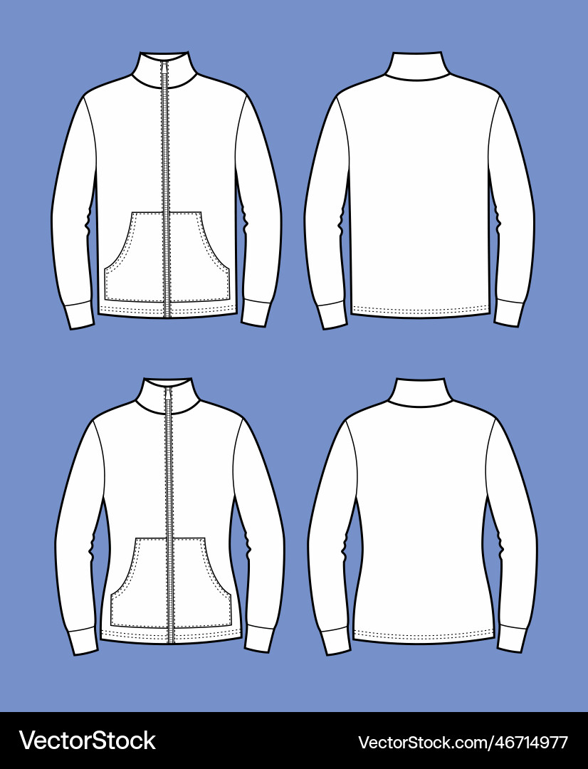 Mans and womans sport zipper jacket with pockets Vector Image