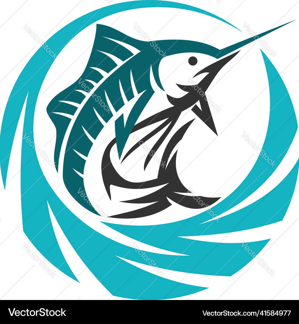 Marlin fish on ocean icon brand identity Vector Image