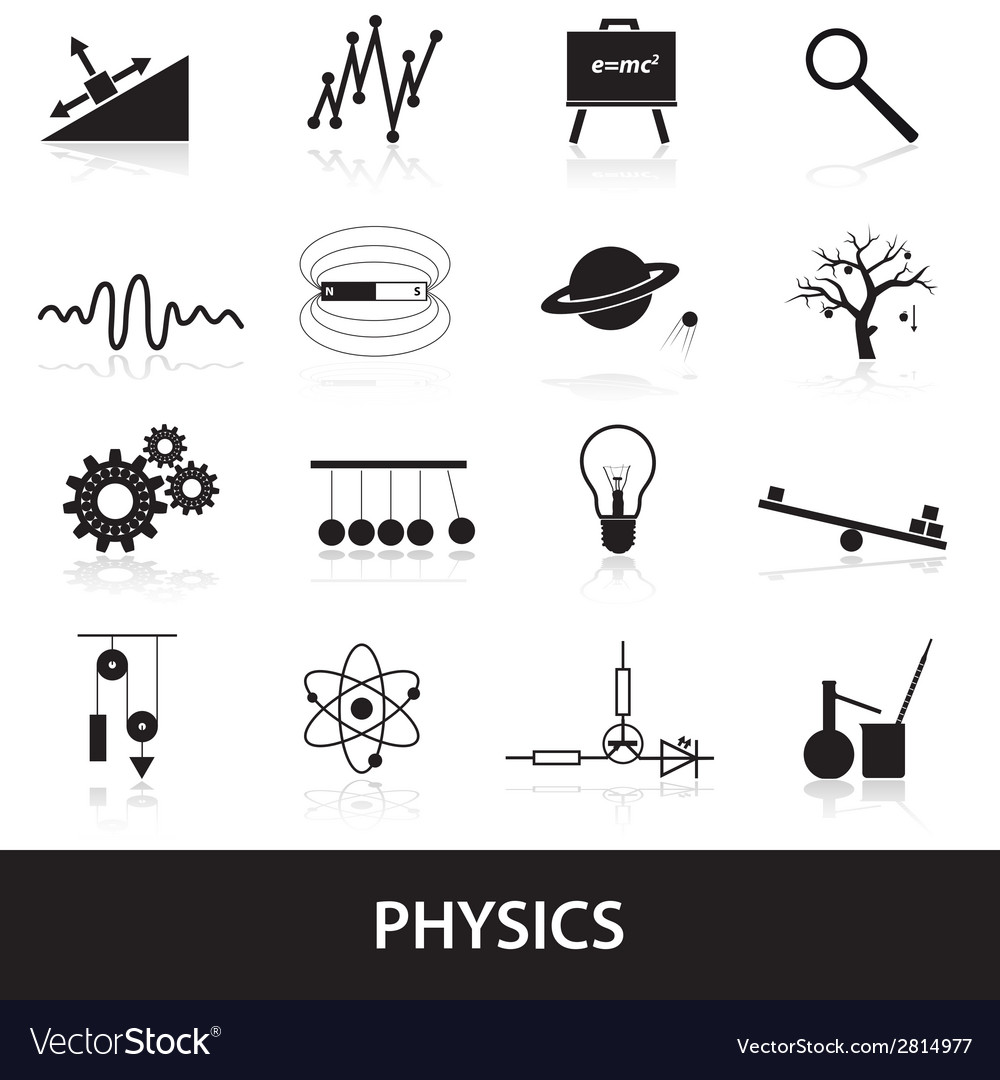 Physics icons set eps10 Royalty Free Vector Image