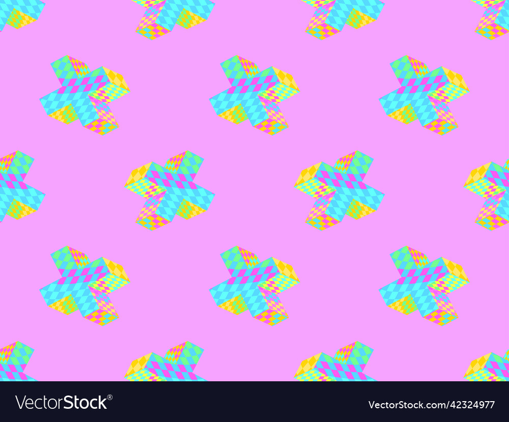 Seamless pattern with isometric 3d cross Vector Image