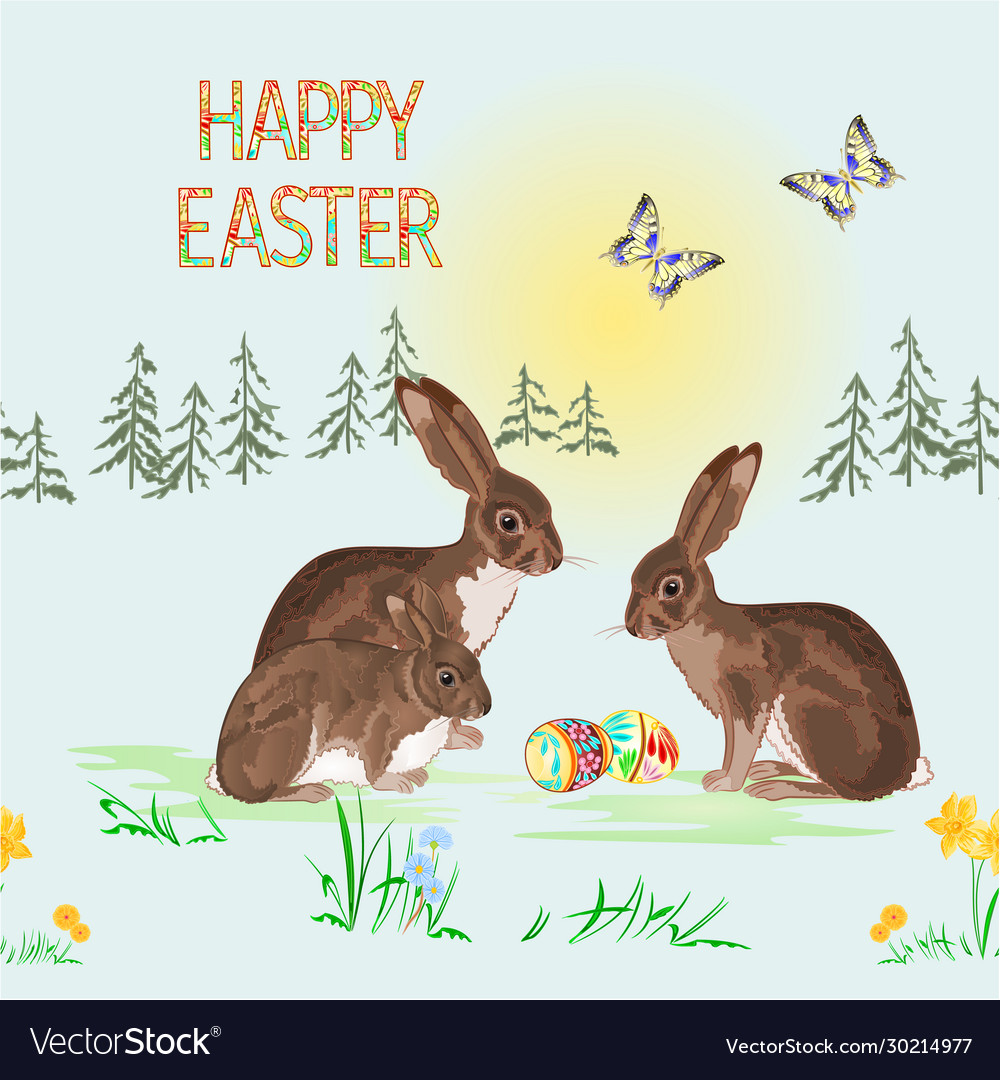 Seamless texture happy easter spring landscape Vector Image