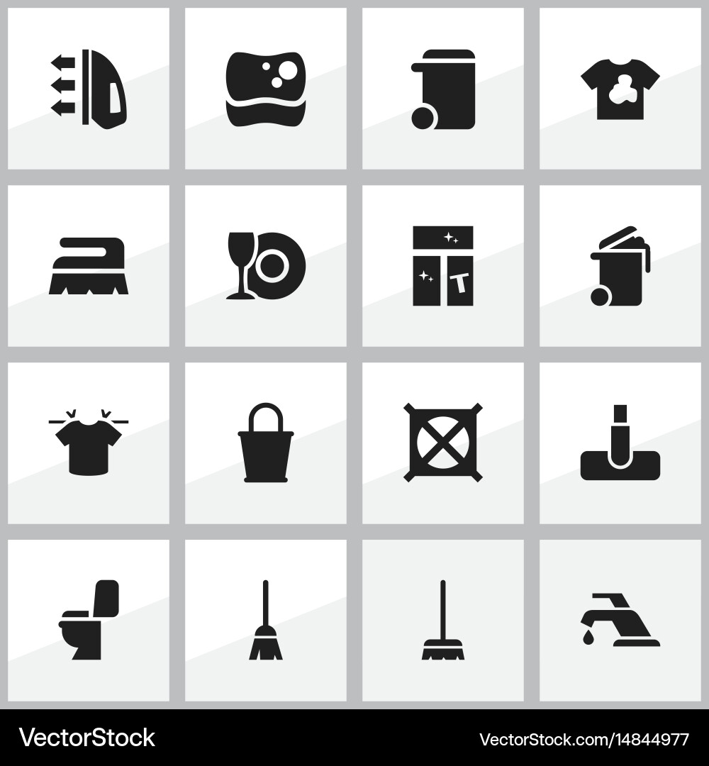 Set of 16 editable dry-cleaning icons includes Vector Image