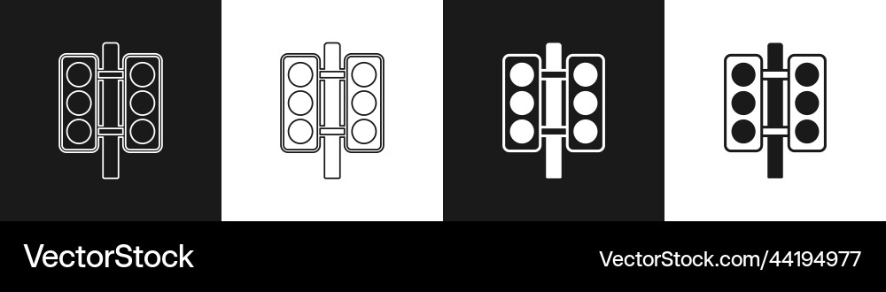 Set racing traffic light icon isolated on black Vector Image