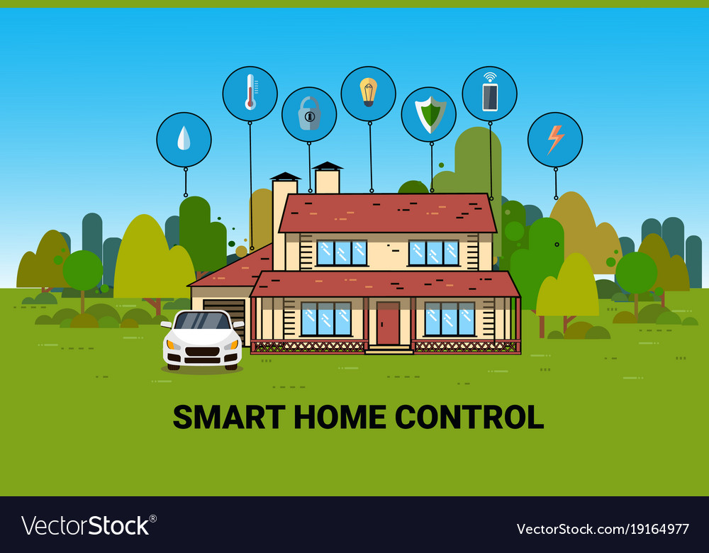 Smart home control system automation modern house Vector Image