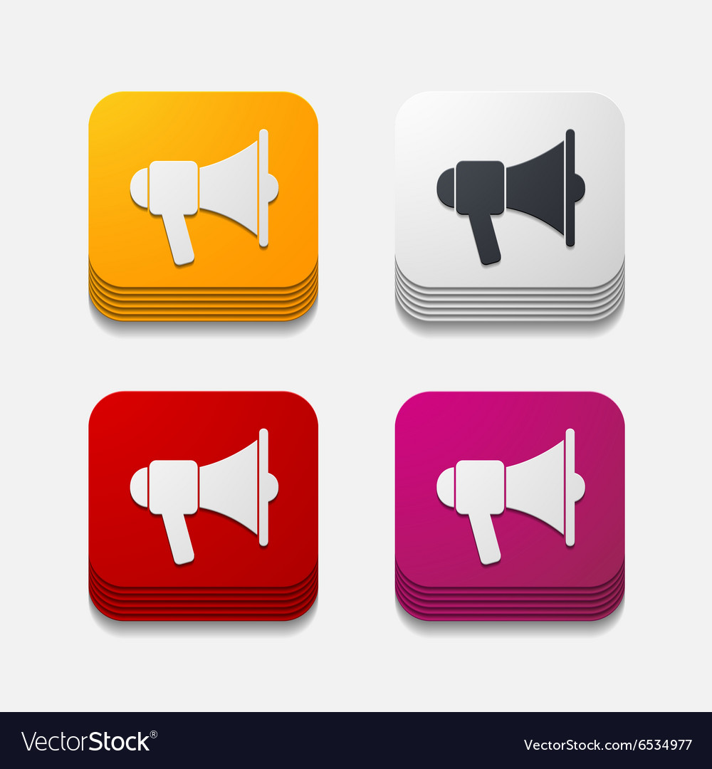 Square button megaphone Royalty Free Vector Image