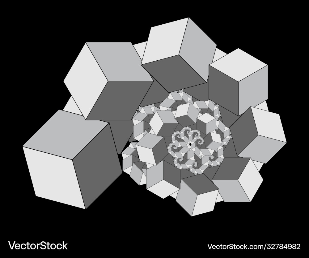 Abstract linear black and white spiral fractal Vector Image