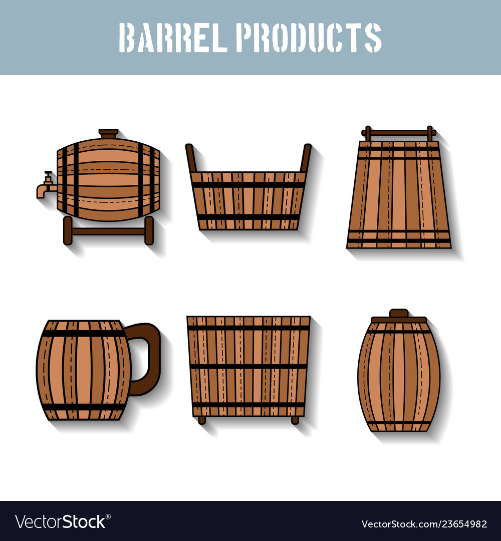 Barrel products flat objects Royalty Free Vector Image
