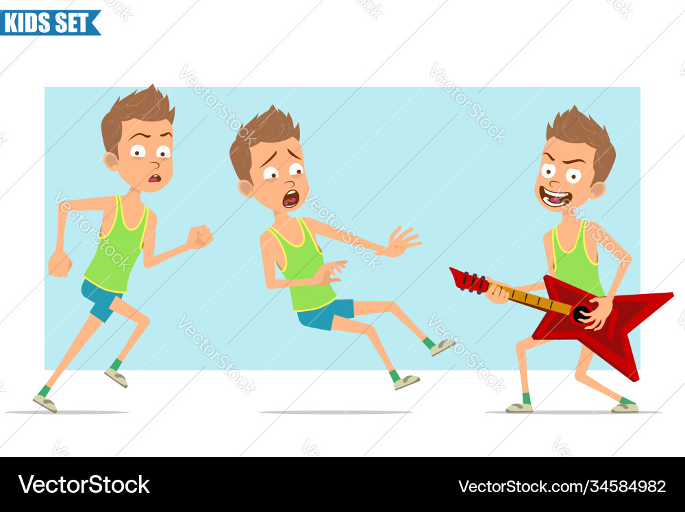 Cartoon flat funny sport boy character set Vector Image