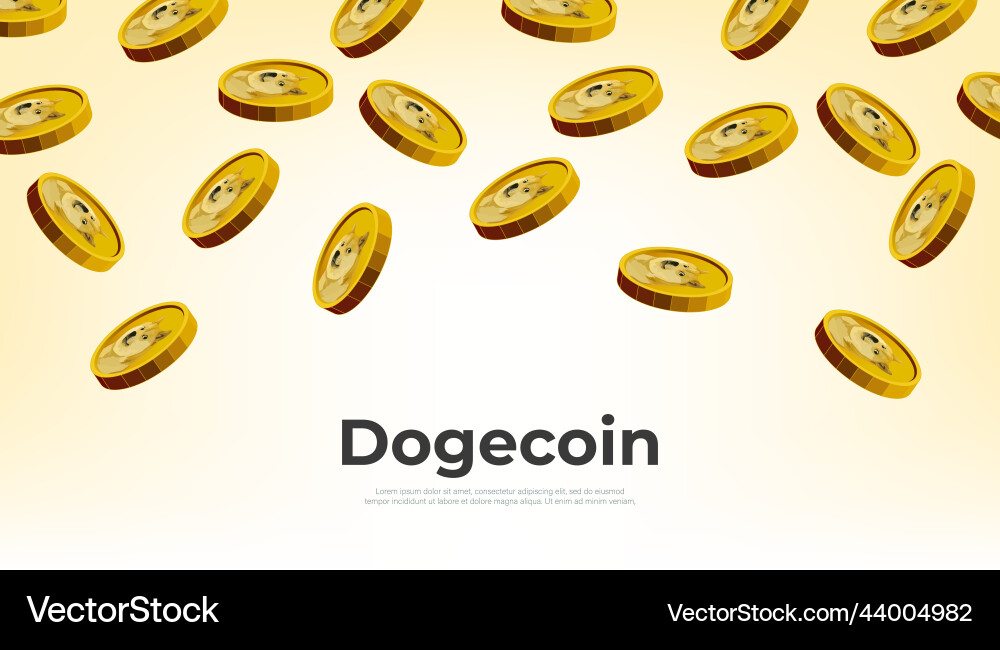 Dogecoin doge coin falling from the sky Royalty Free Vector
