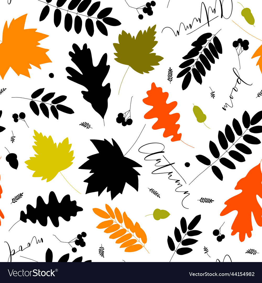 Falling autumn leaves berries acorns and thin Vector Image