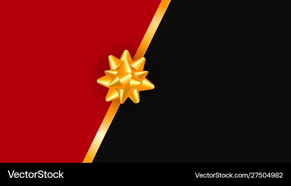 Gift card design with realistic shiny golden bow Vector Image