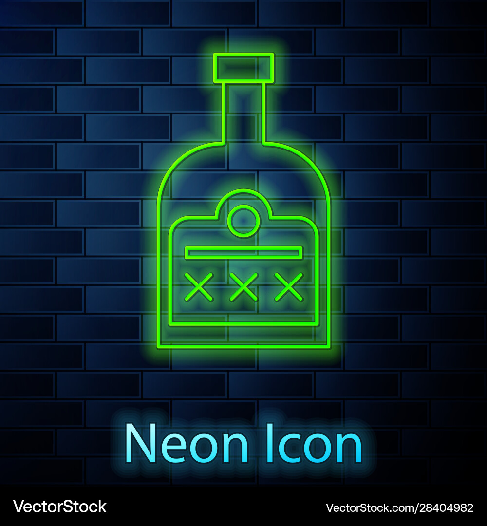Glowing neon line alcohol drink rum bottle icon Vector Image