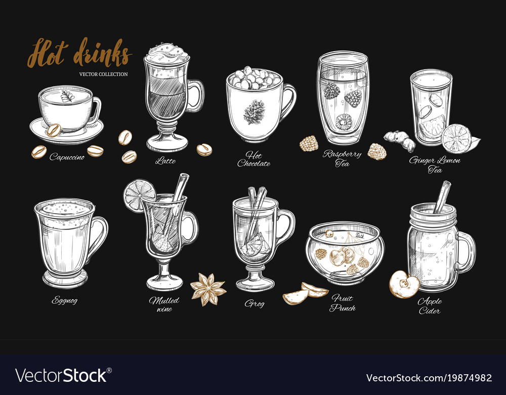 Hot drinks Royalty Free Vector Image - VectorStock