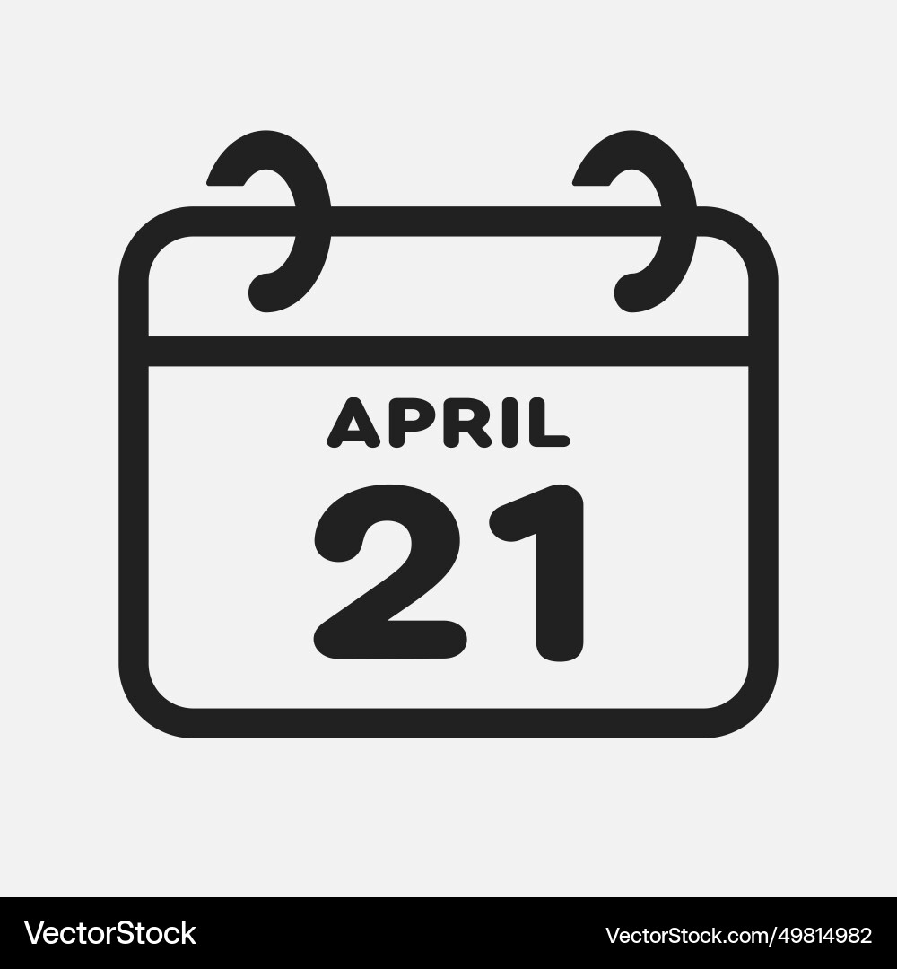 Icon page calendar day - 21 april Royalty Free Vector Image