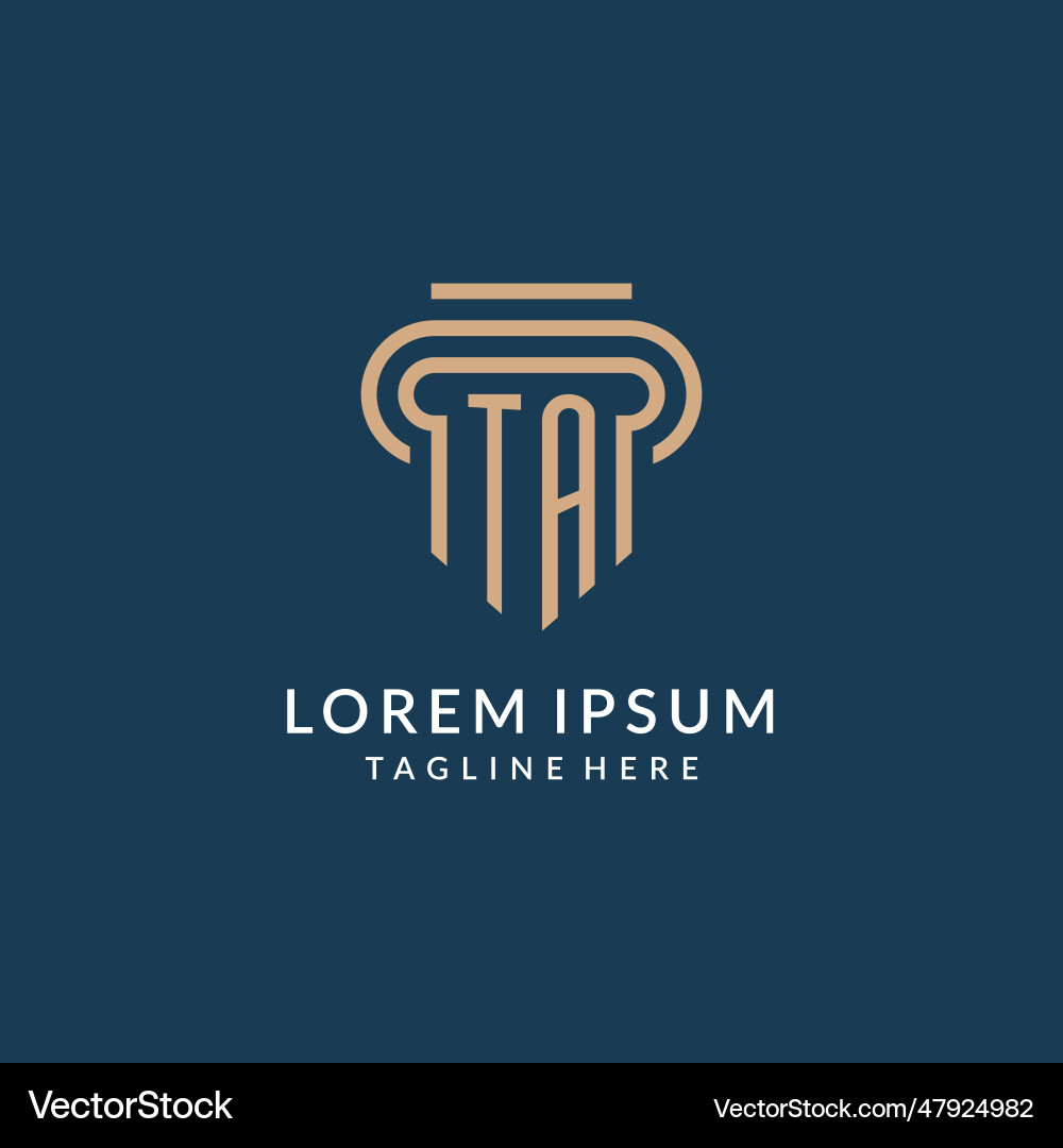 Initial ta pillar logo style luxury modern lawyer Vector Image