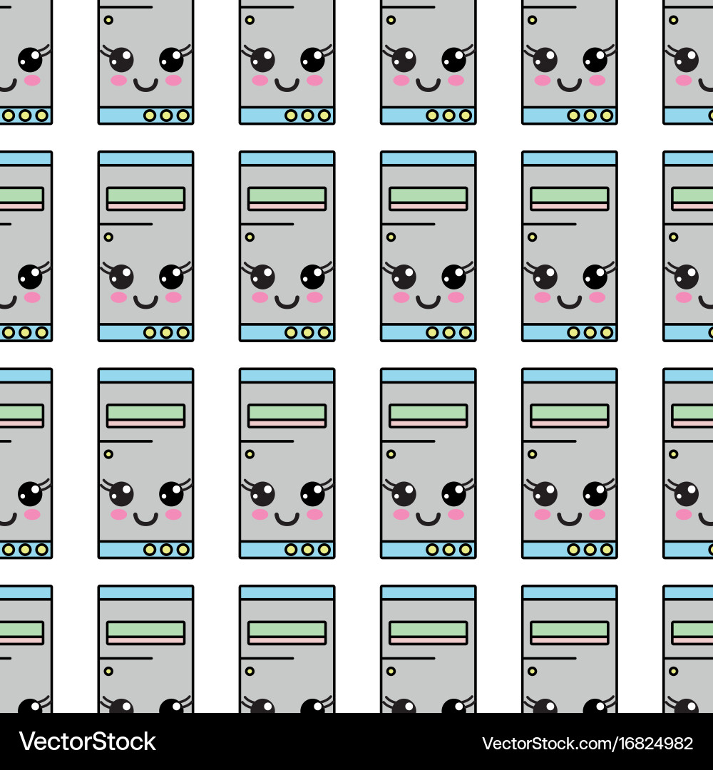 Kawaii cute happy hard drive background Royalty Free Vector