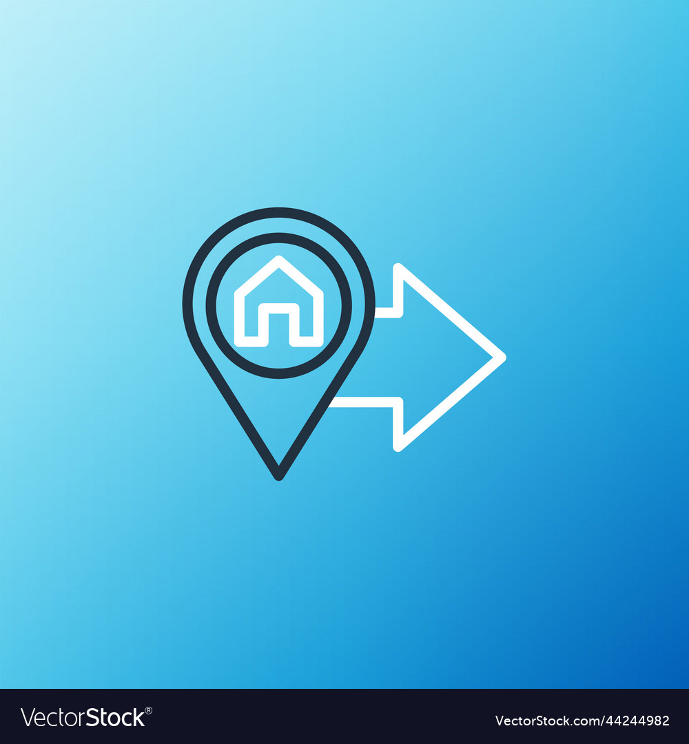 Line map pointer with house icon isolated on blue Vector Image Line map pointer with house icon isolated on blue Vector Image