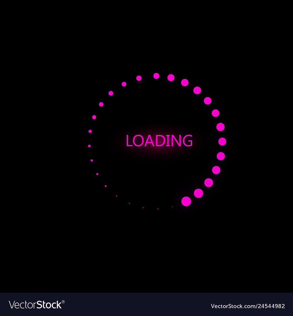 Loading icon on black Royalty Free Vector Image