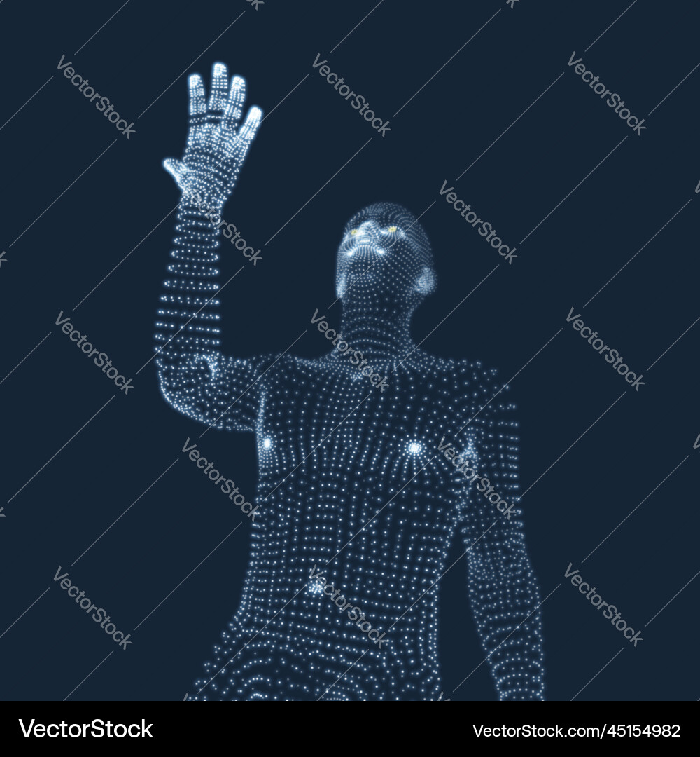 Man points to something by hand 3d model of Vector Image