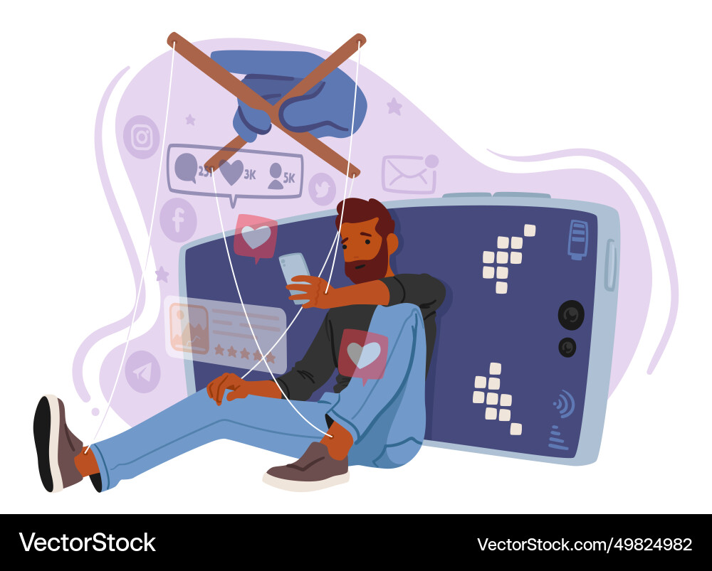 Marionette of addiction strings entwined Vector Image
