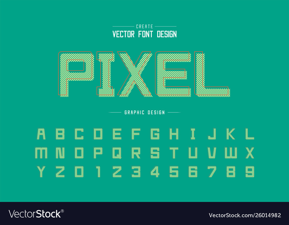 Pixel font and alphabet square typeface letter Vector Image