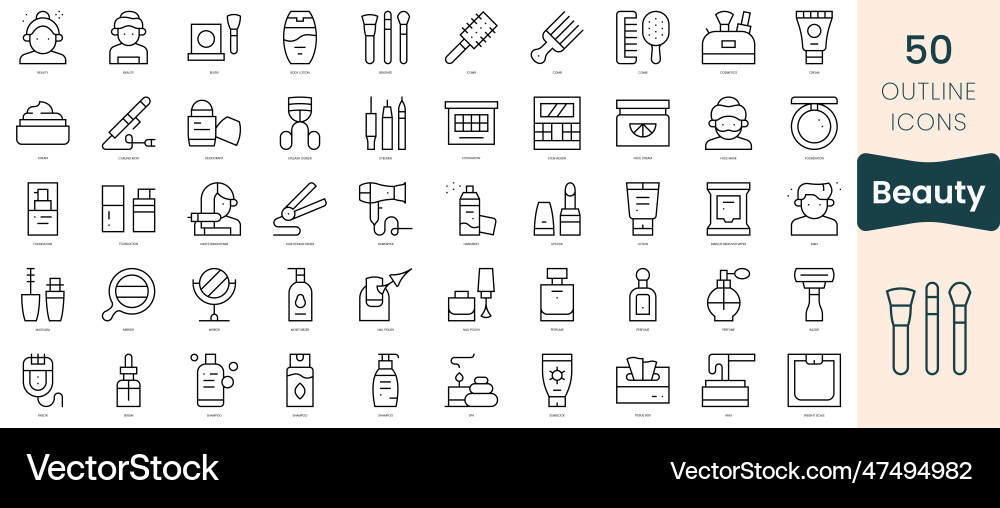 Set of beauty icons thin linear style pack Vector Image