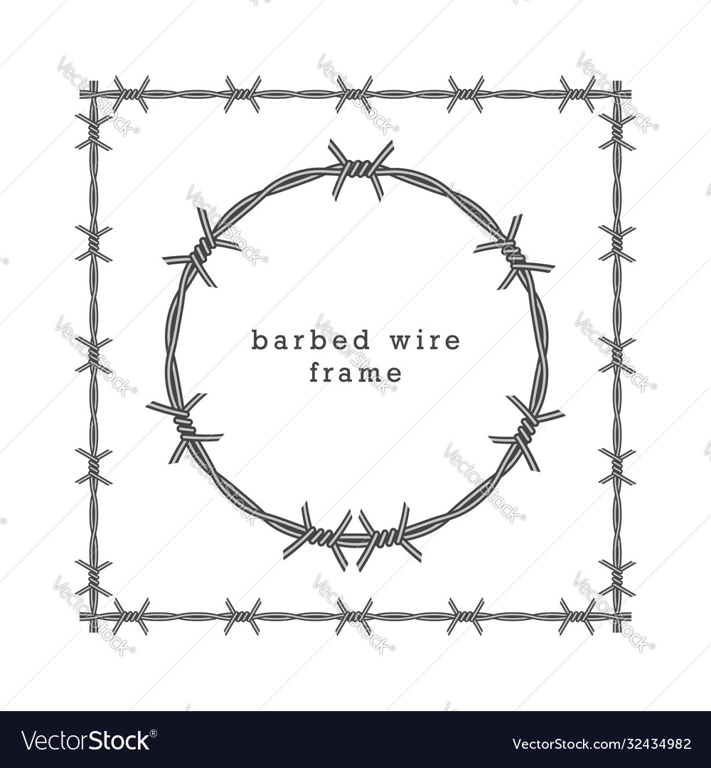 Square and circle barbed wire frames Royalty Free Vector