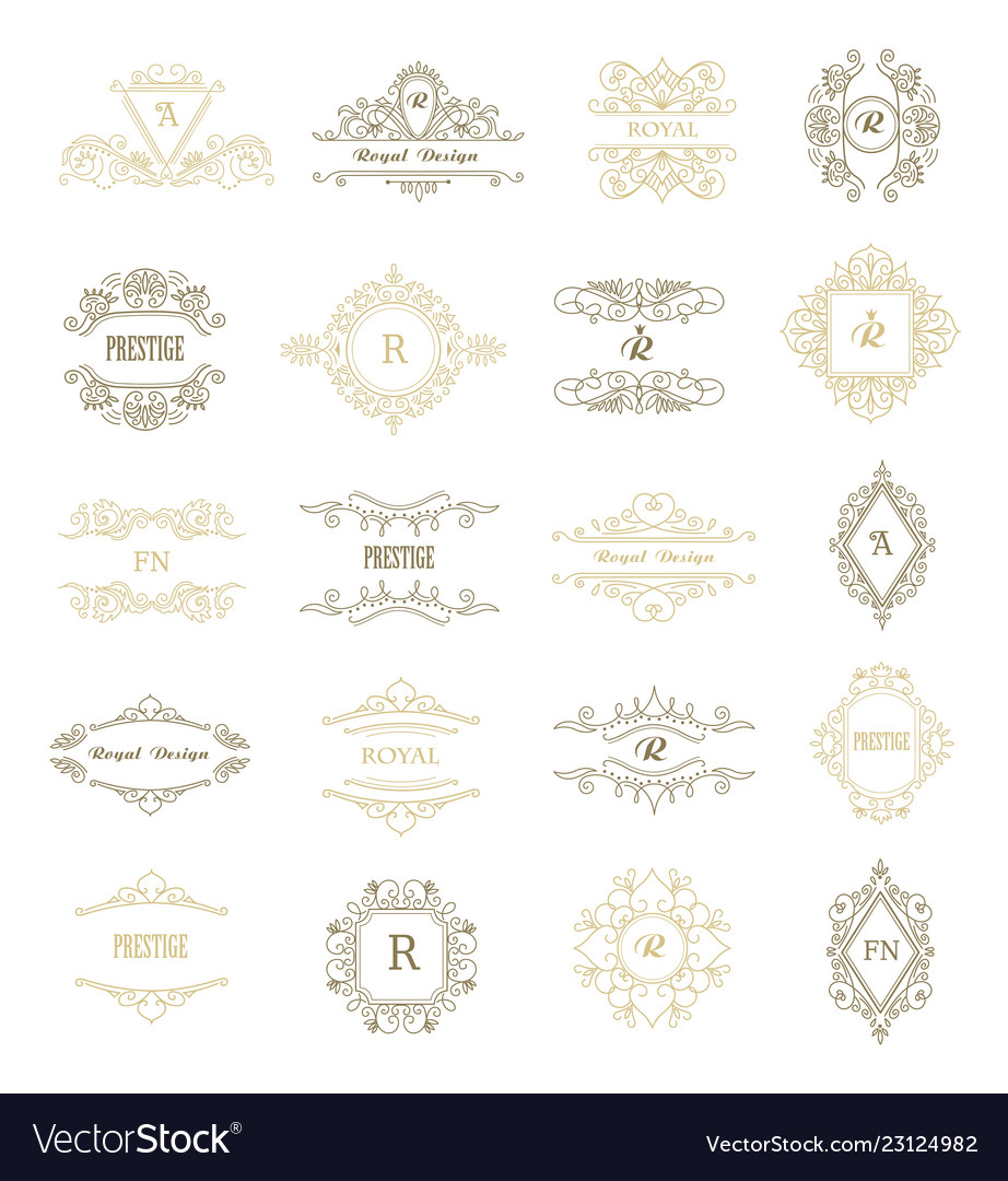 Vintage Floral Monogram Frames Royalty Free Vector Image