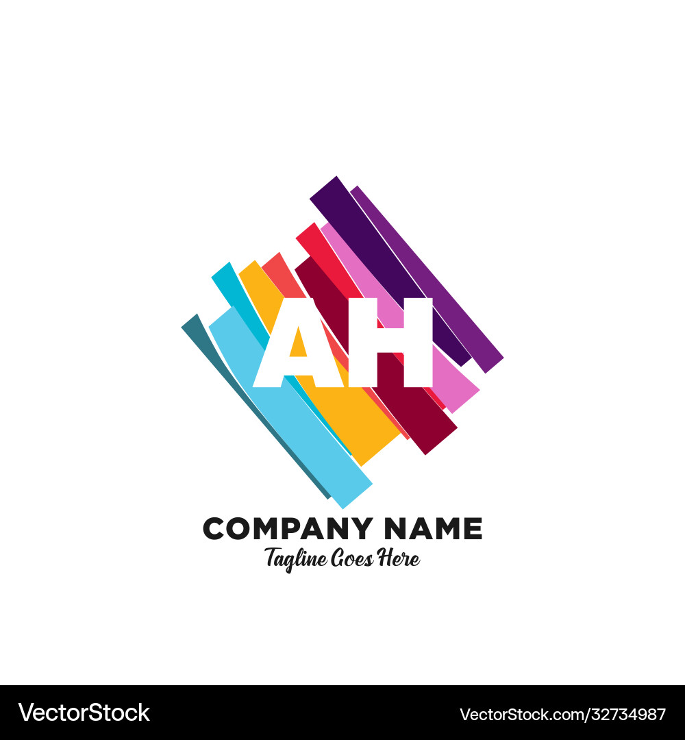 Ah initial logo with colorful template Royalty Free Vector