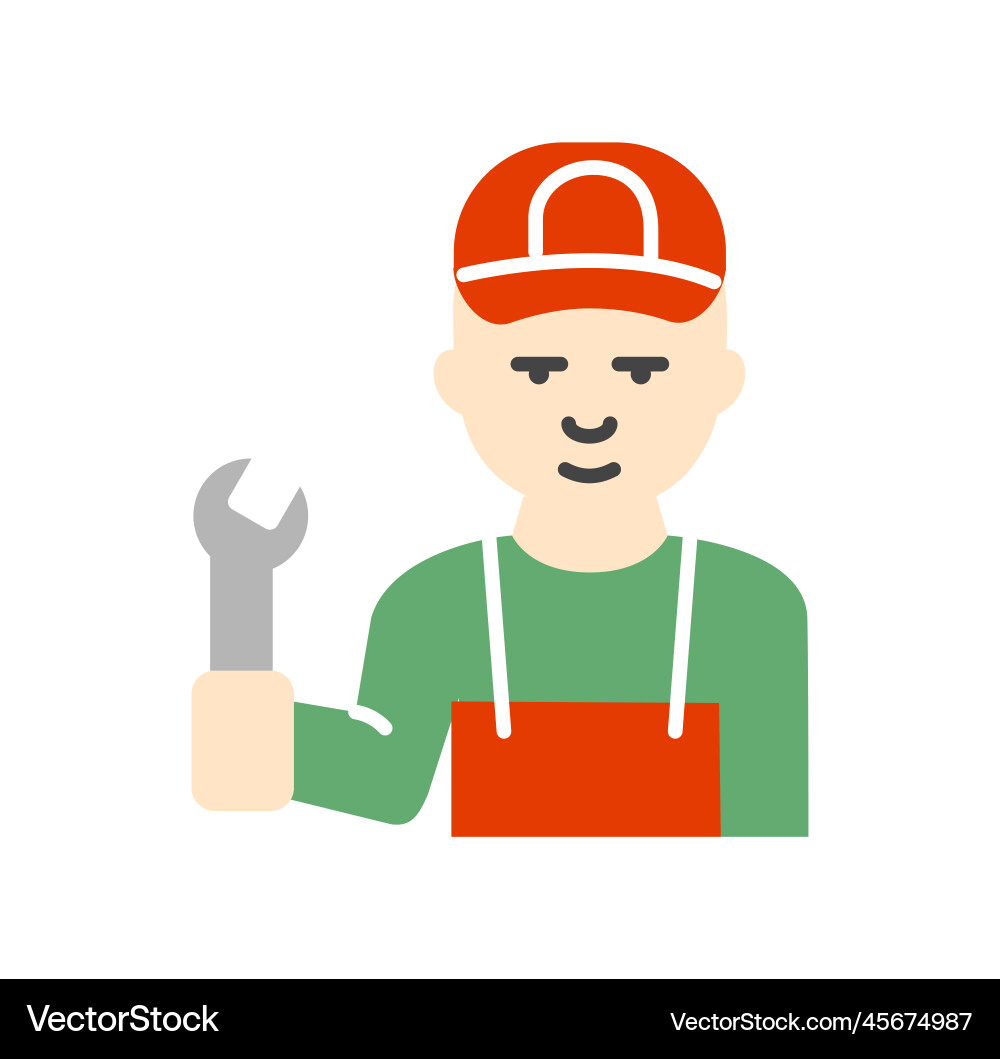 Car mechanic with wrench icon Royalty Free Vector Image
