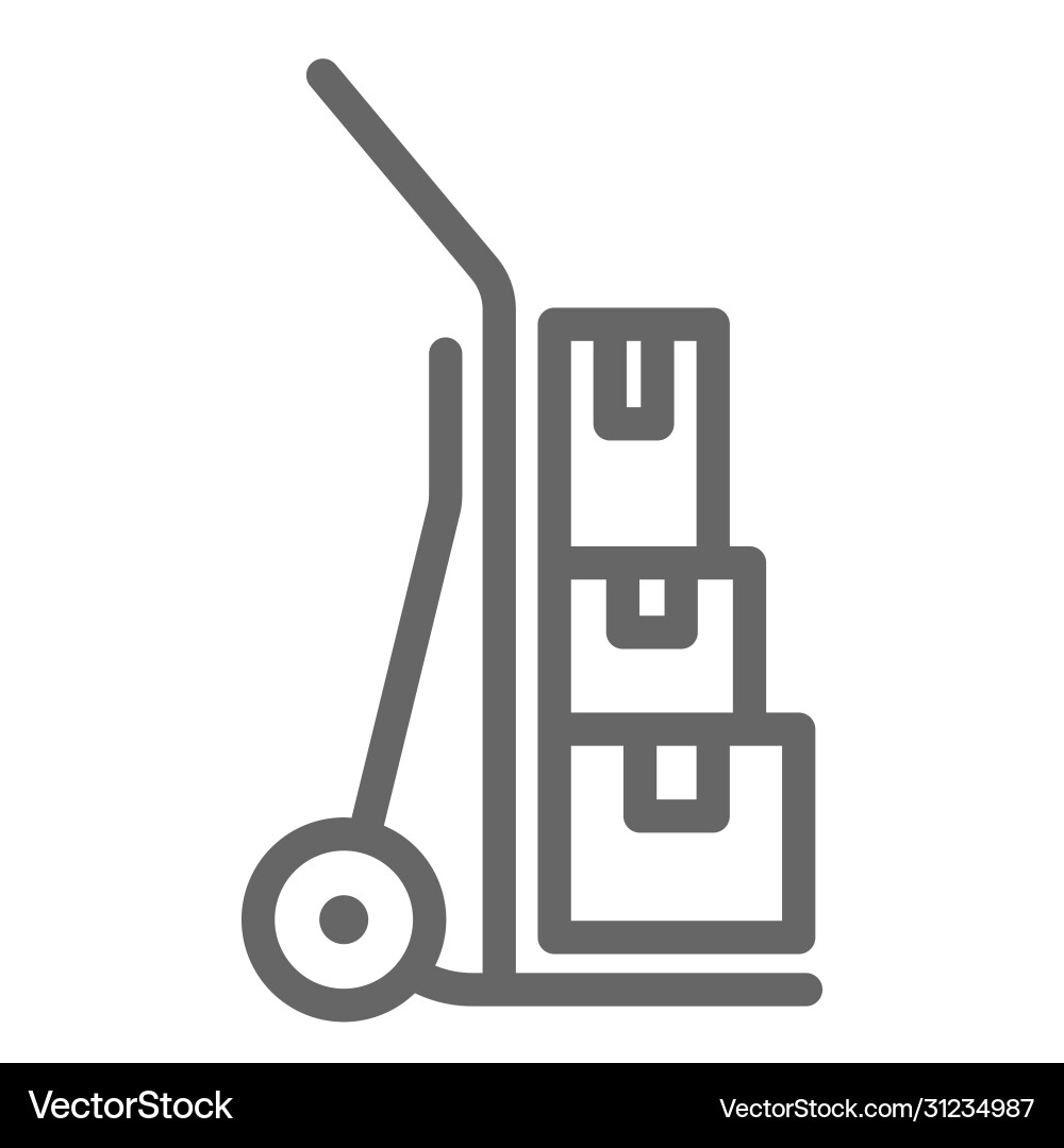Cargo trolley line icon delivery symbol hand Vector Image