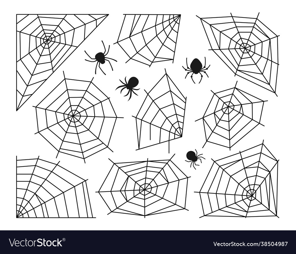 Cobweb spider halloween black set scary Royalty Free Vector Cobweb spider halloween black set scary Royalty Free Vector