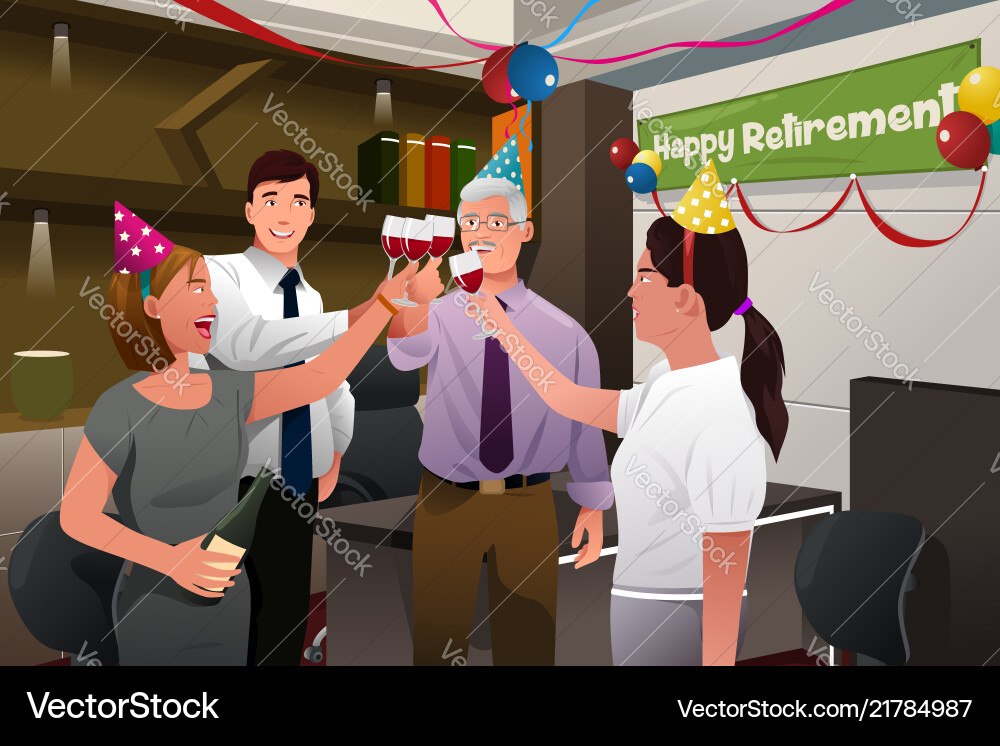 Employees in the office celebrating a happy Vector Image